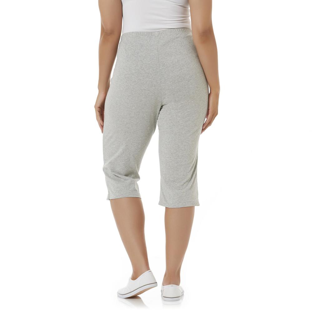 Basic Editions Women's Plus Jersey Knit Capri Pants