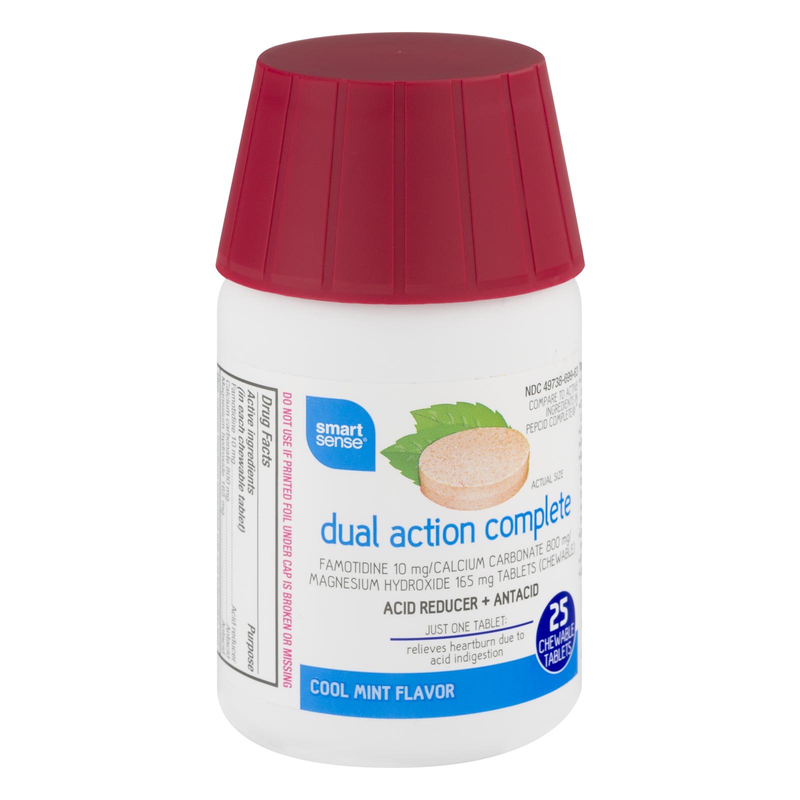 Smart Sense Dual Action Complete Acid Reducer + Antacid Chewable ...