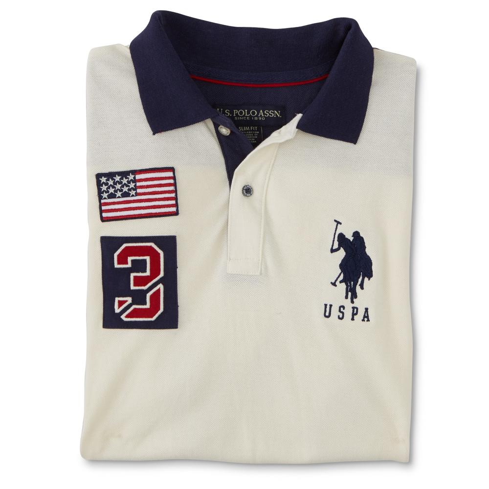 U.S. Polo Assn. Men's Slim Fit Polo Shirt-American Flag