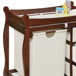 Badger Basket Cherry Sleigh Style Changing Table with Hamper/3 Baskets ...