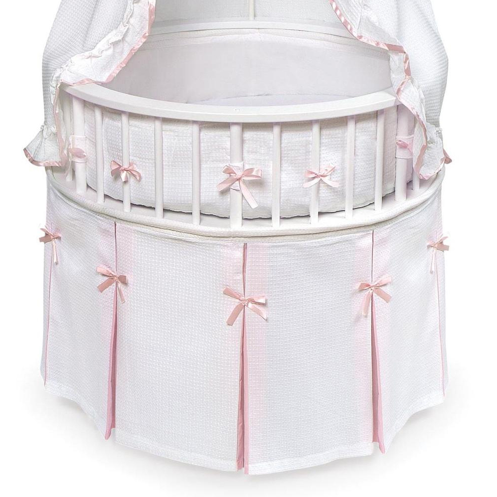 Badger Basket 00836 Elegance Round Bassinet - White/Pink Bedding
