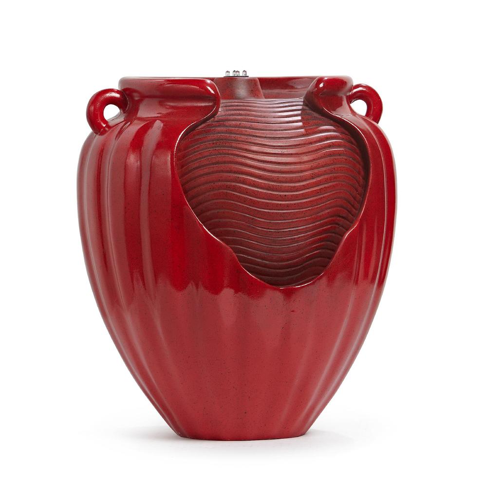 Essential Garden Red Glazed Pot Fountain