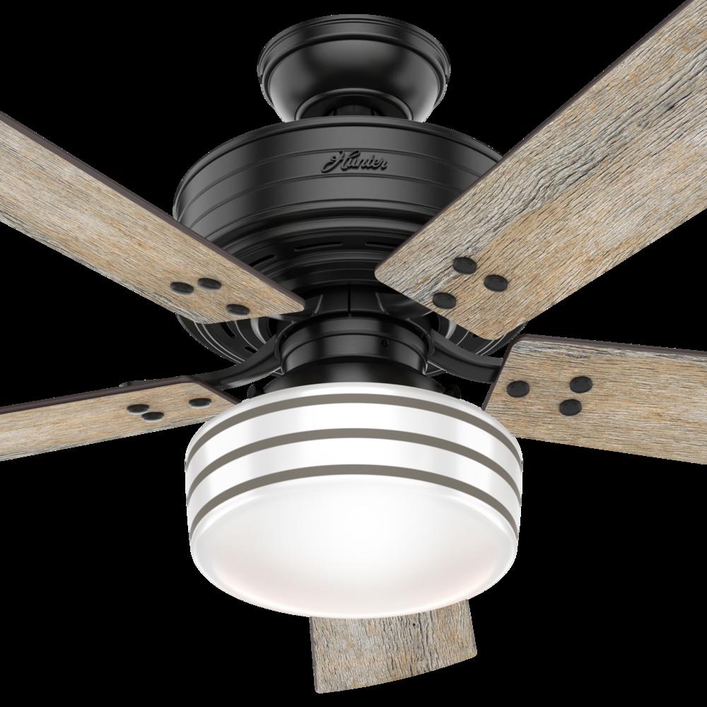 Hunter 55078 52" Cedar Key Matte Black Ceiling Fan with Light Kit and ...