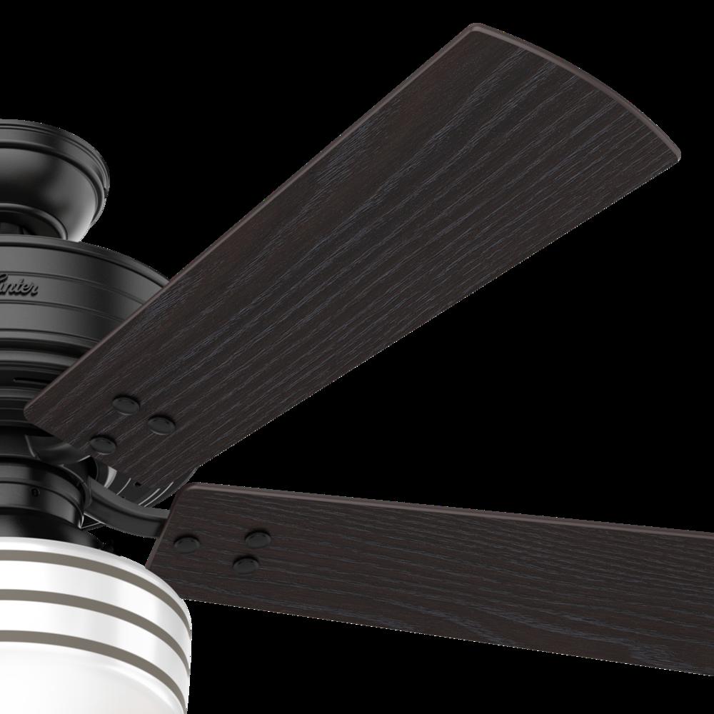 Hunter 55078 52" Cedar Key Matte Black Ceiling Fan with Light Kit and ...