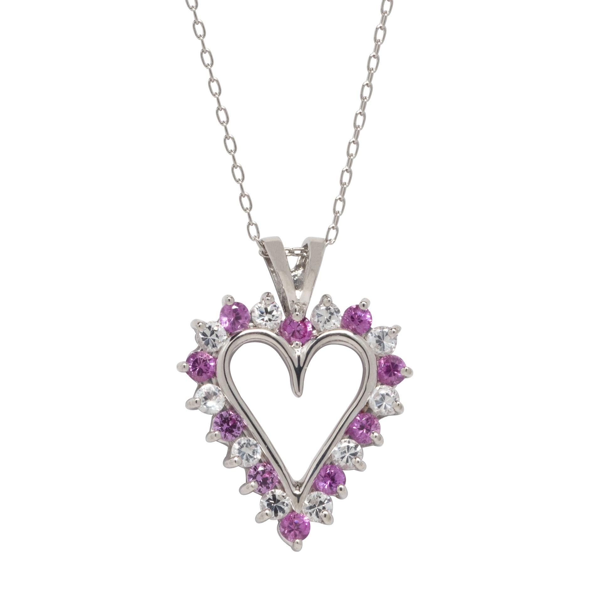 Lab Created Pink and White Sapphire Pendant