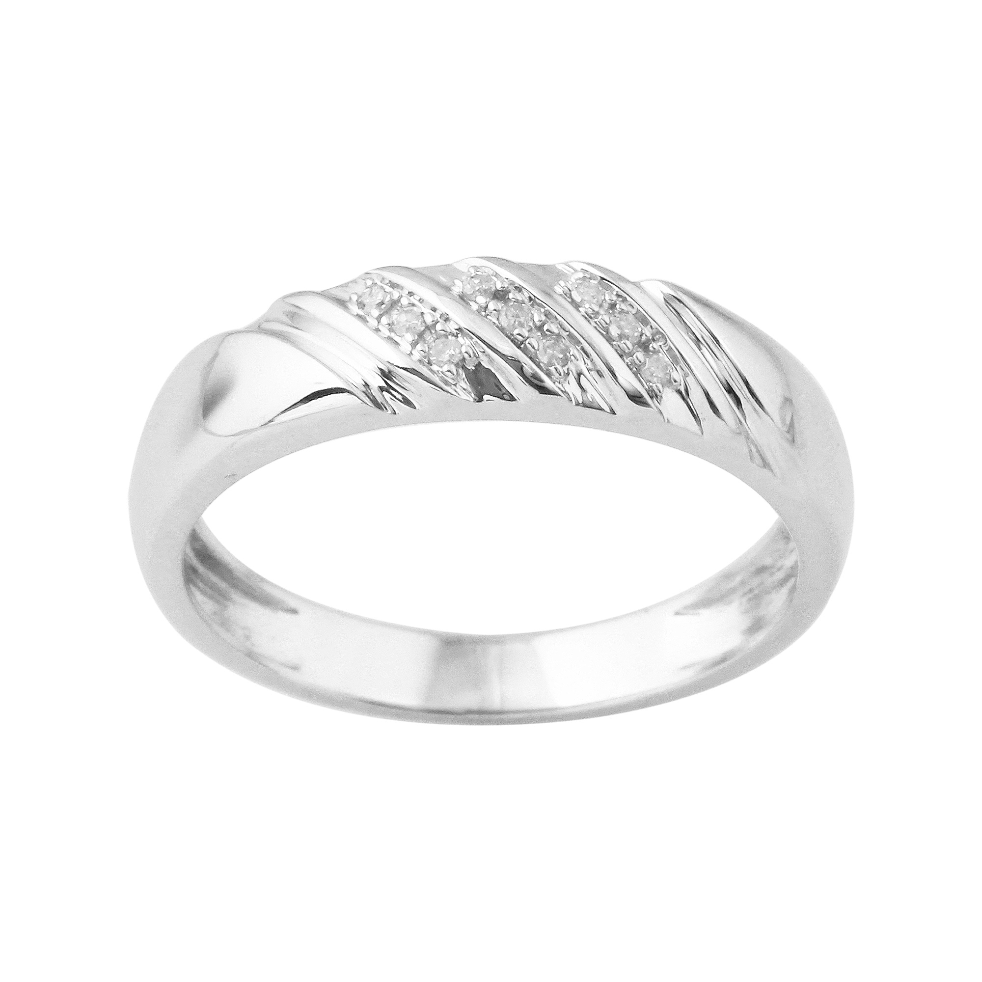 10K White Gold Certified Diamond Accent Men's Diagonal Band