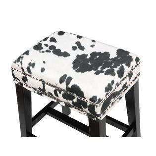 Linon Walt Black Cow Print Bar Stool