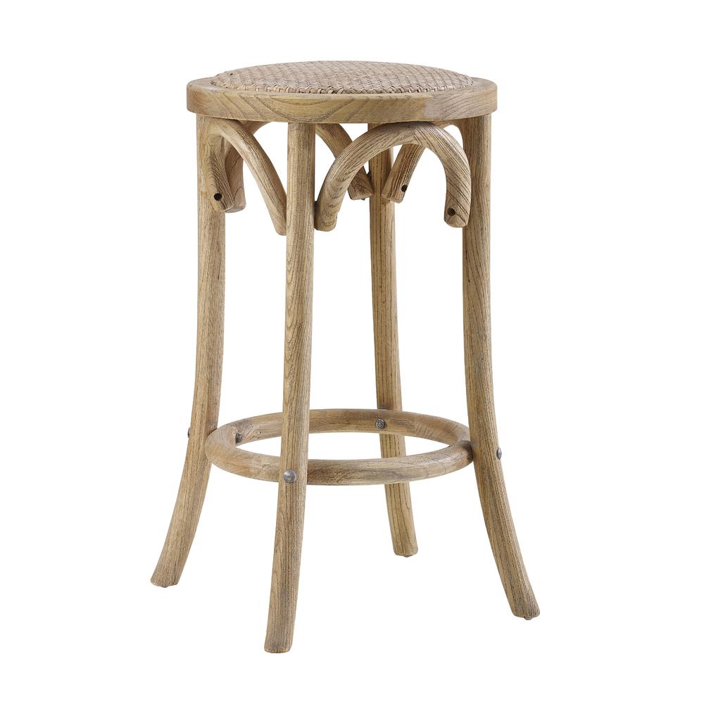 Linon Rae Rattan Seat Backless Counter Stool
