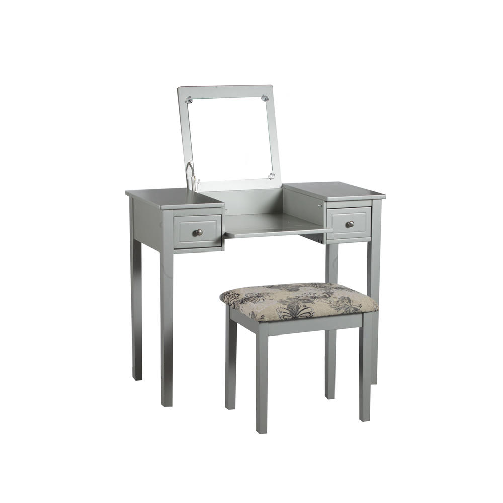 Linon Silver Butterfly Vanity Set