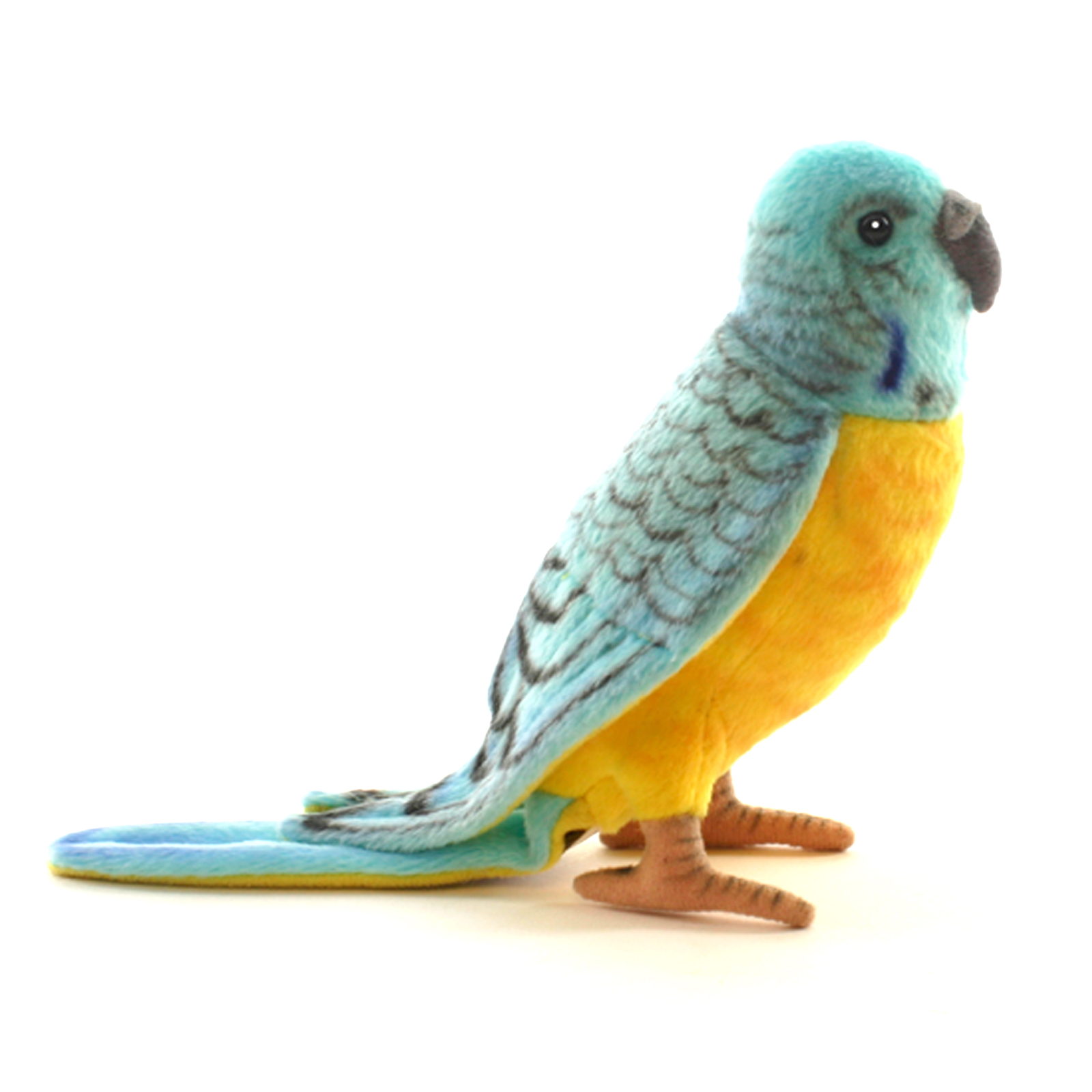 hansa Plush Budgie Blue and Yellow Parakeet