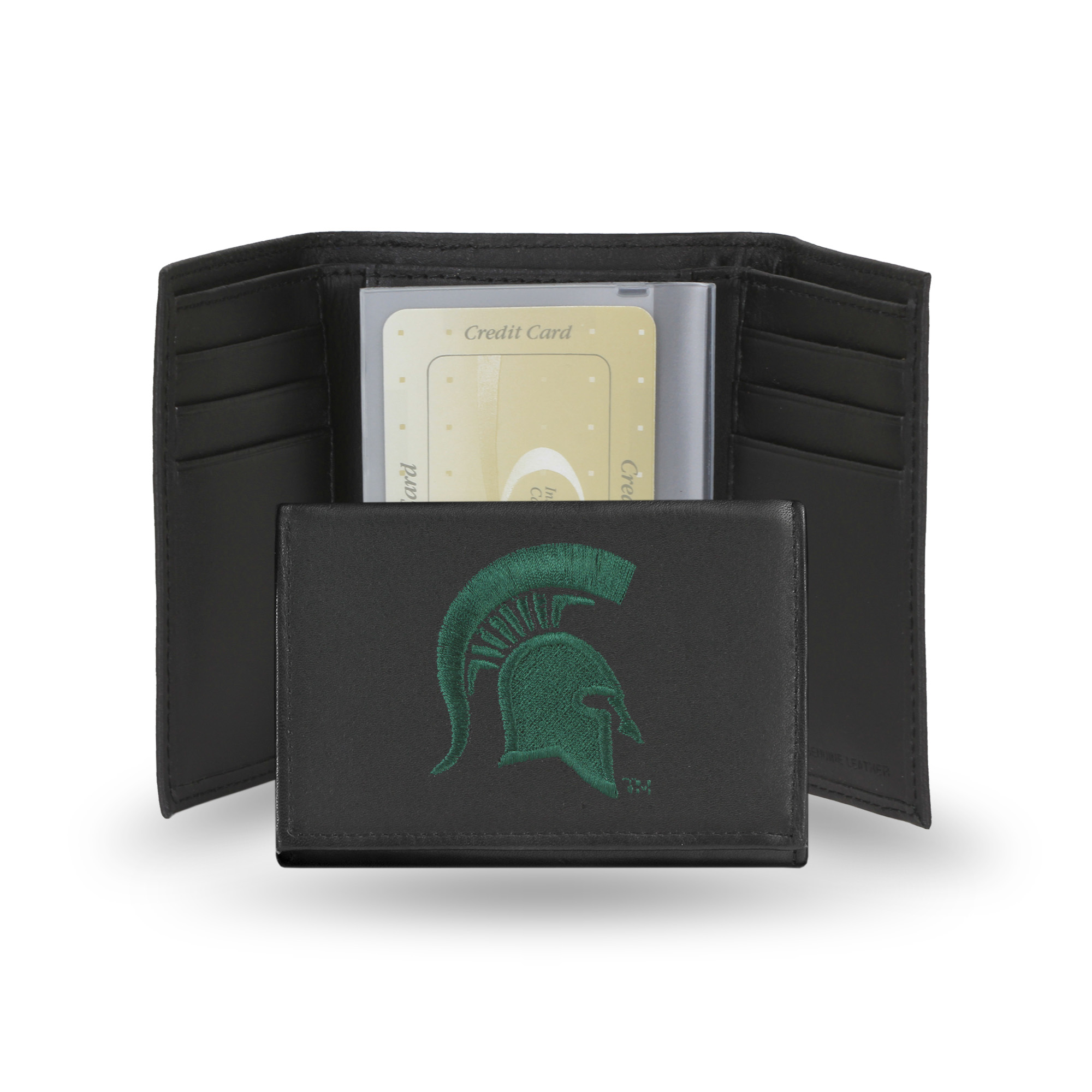 Rico Michigan State Spartans Men's Black Leather Tri-fold Wallet