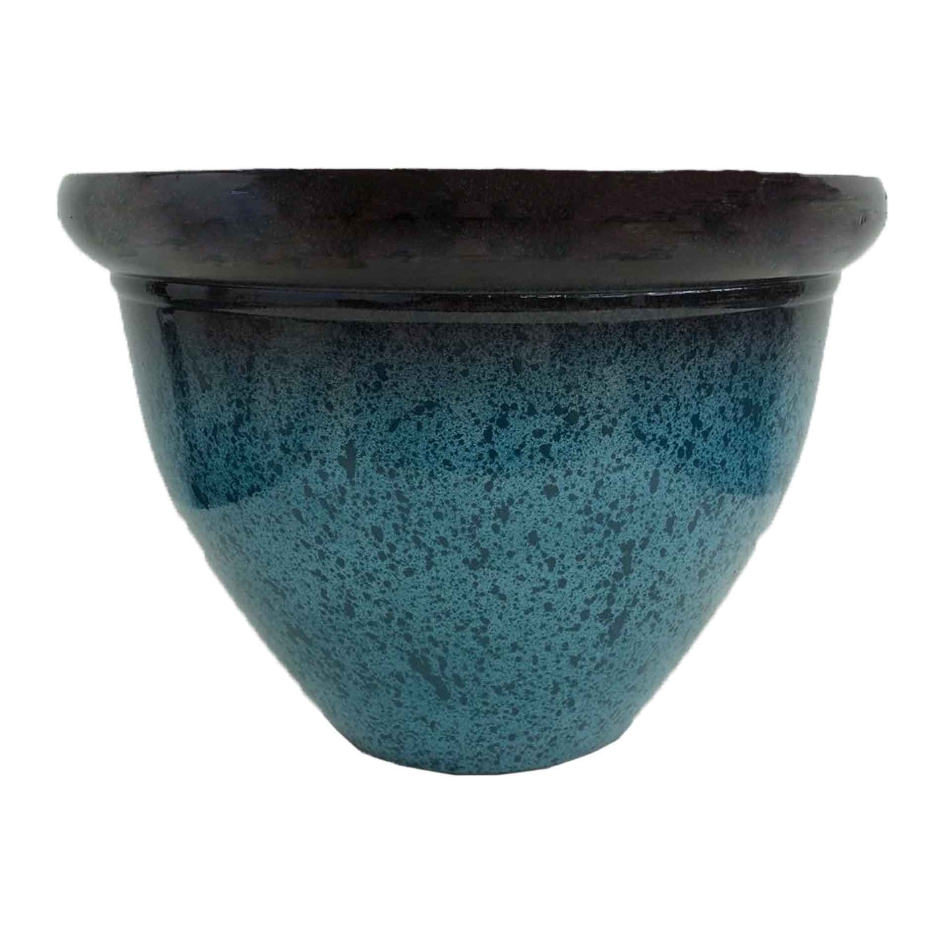 20" Blue Glazed Egg Planter