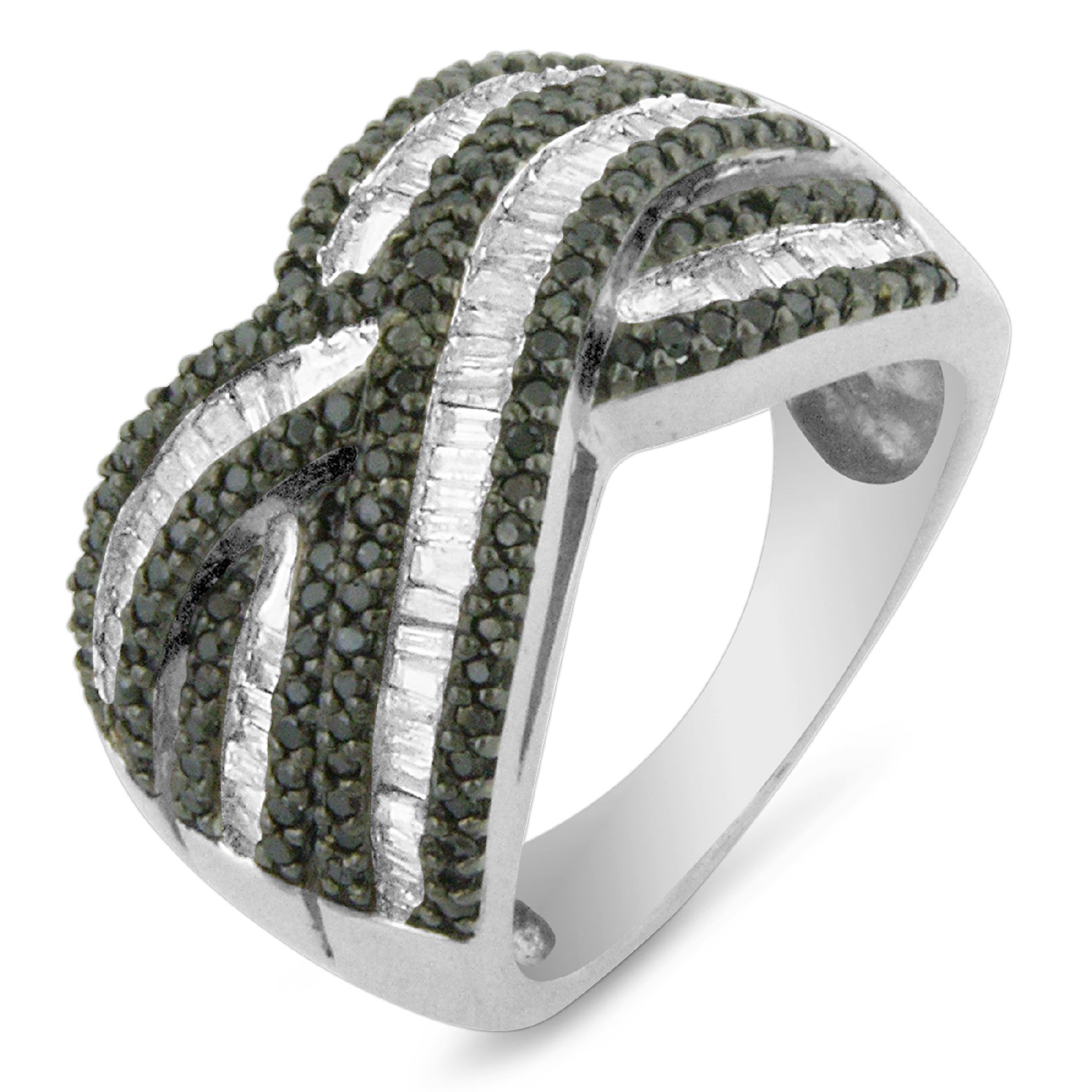 UPC 606384098871 - 1cttw Black and White Diamond Bypass Ring in ...