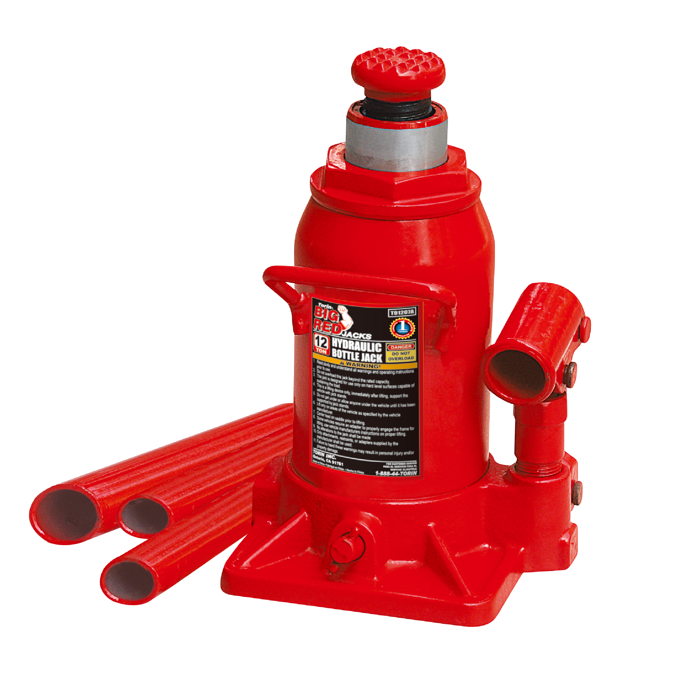 Torin Jacks Hydraulic Bottle Jack, 12-Ton Capacity