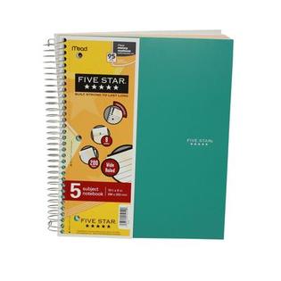 Mead Five Star 5 Subject Notebook Wide Ruled 200 Sheets, 10.5 x8 in.