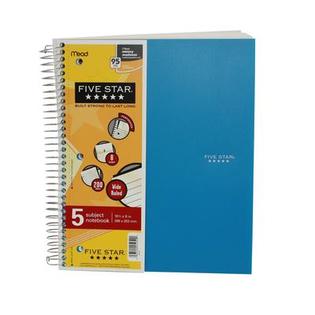 Mead Five Star 5 Subject Notebook Wide Ruled 200 Sheets, 10.5 x8 in.