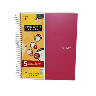 Mead Five Star 5 Subject Notebook Wide Ruled 200 Sheets, 10.5 x8 in.