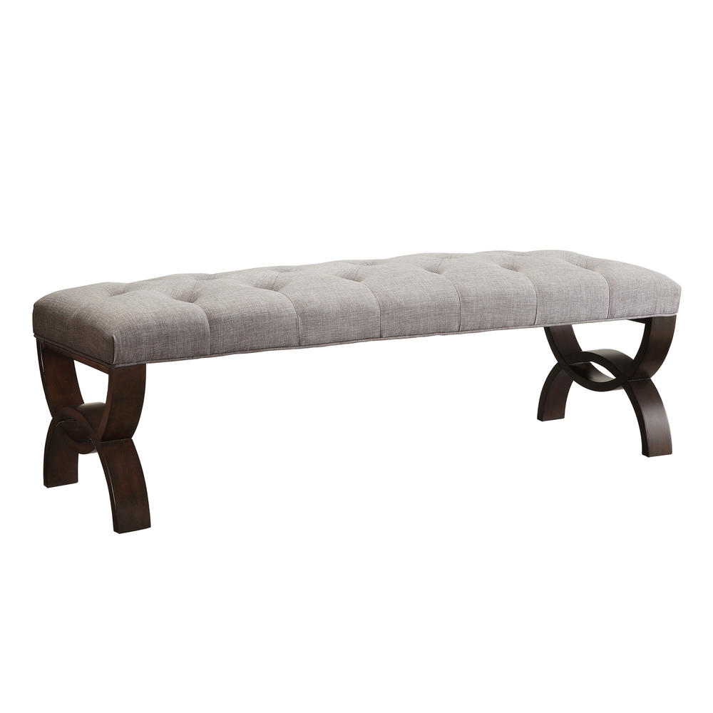 Manor Round Base Tufted Bench in Grey