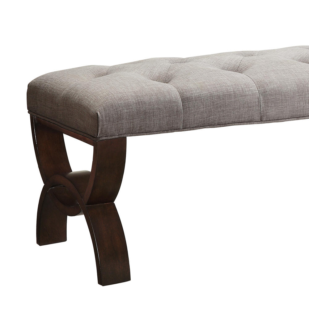 Manor Round Base Tufted Bench in Grey