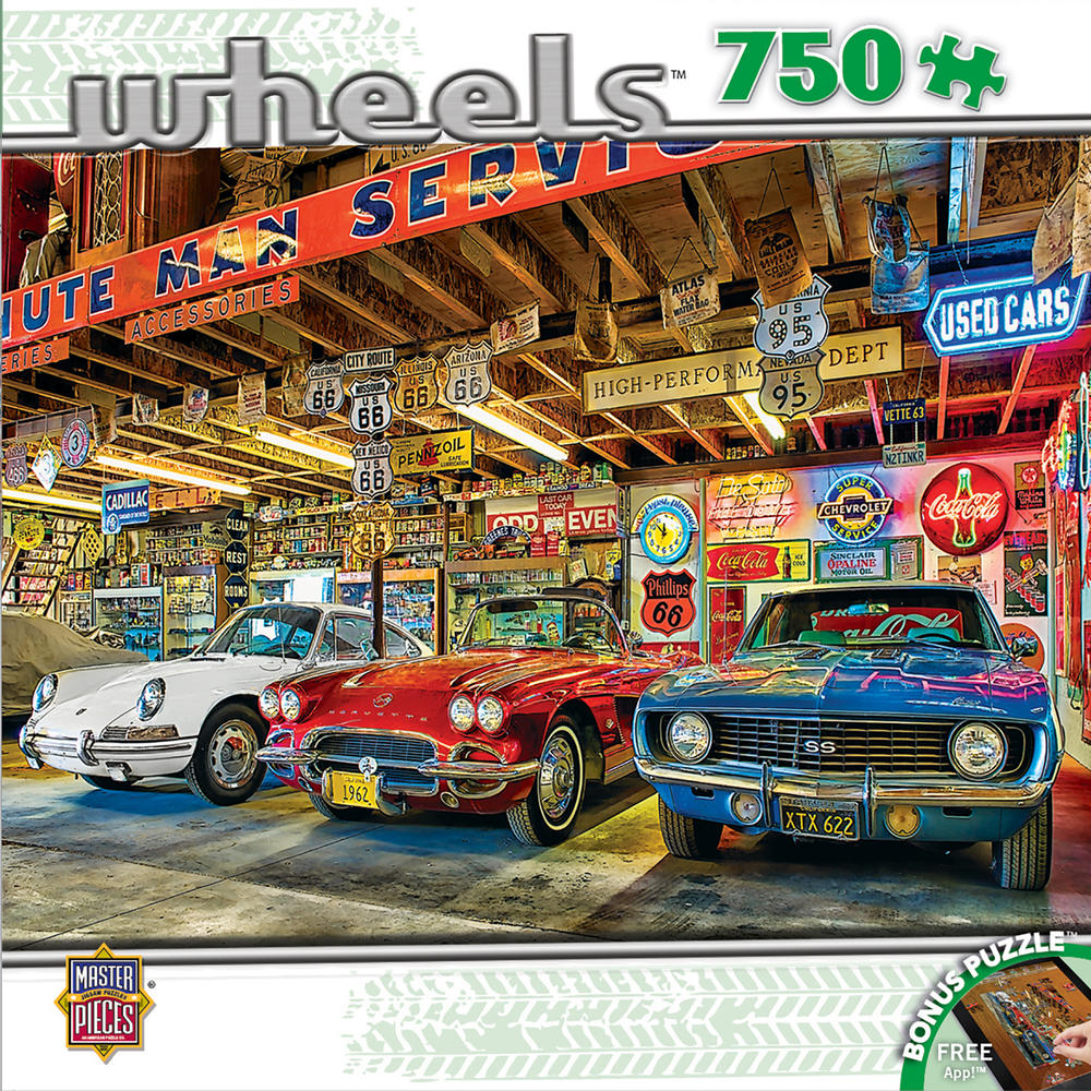 MASTERPIECES 750-Piece Wheels Puzzle by Linda Berman - 'Triple Threat'
