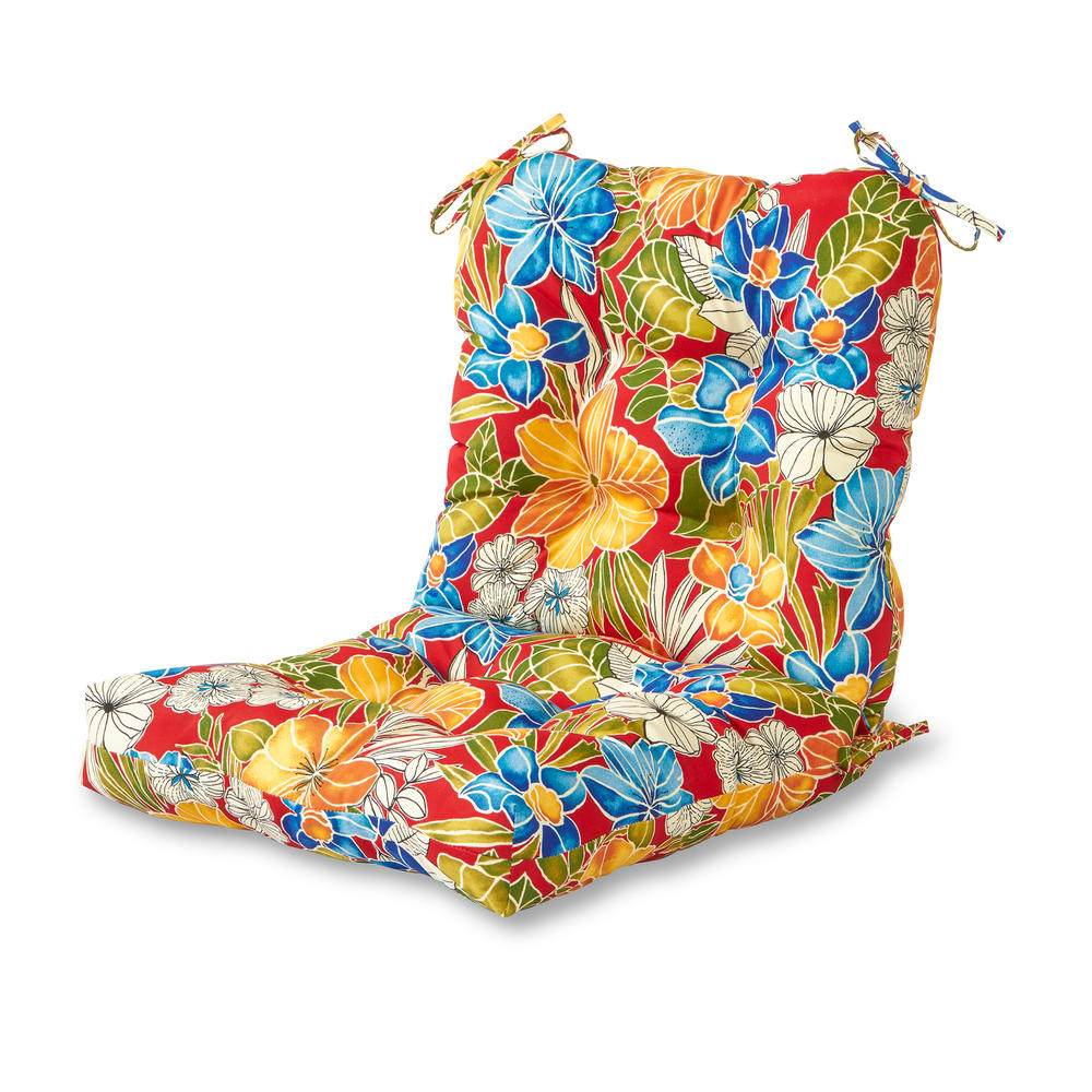 Greendale Home Fashions Outdoor Seat/Back Patio Chair Cushion, Aloha Red