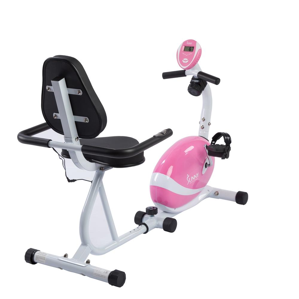 Sunny Health & Fitness Magnetic Recumbent Bike - Pink