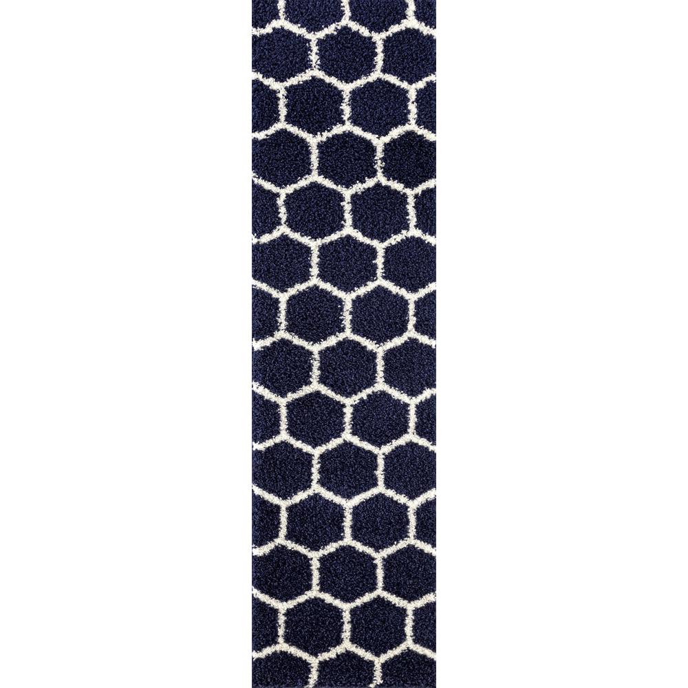 World Rug Gallery Florida Shag Geometric Honeycomb Shag 3232 Navy Area ...