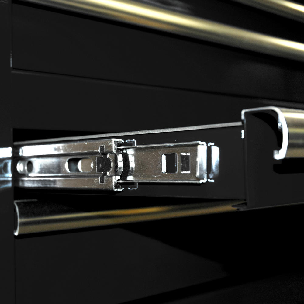 75" 15-Drawer Ball Bearing Slides Cabinet With Hard Wood Top, Black ...