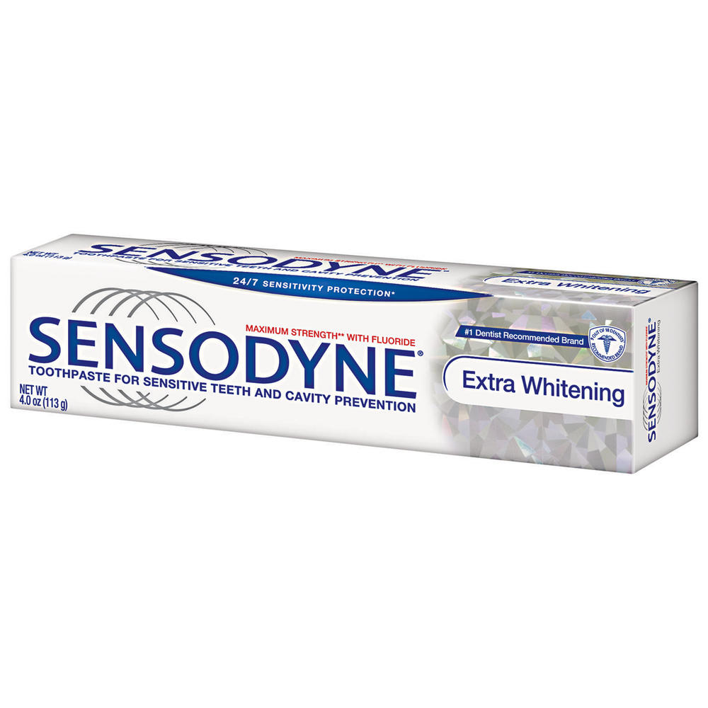 Sensodyne Toothpaste, Maximum Strength with Fluoride, Extra Whitening ...