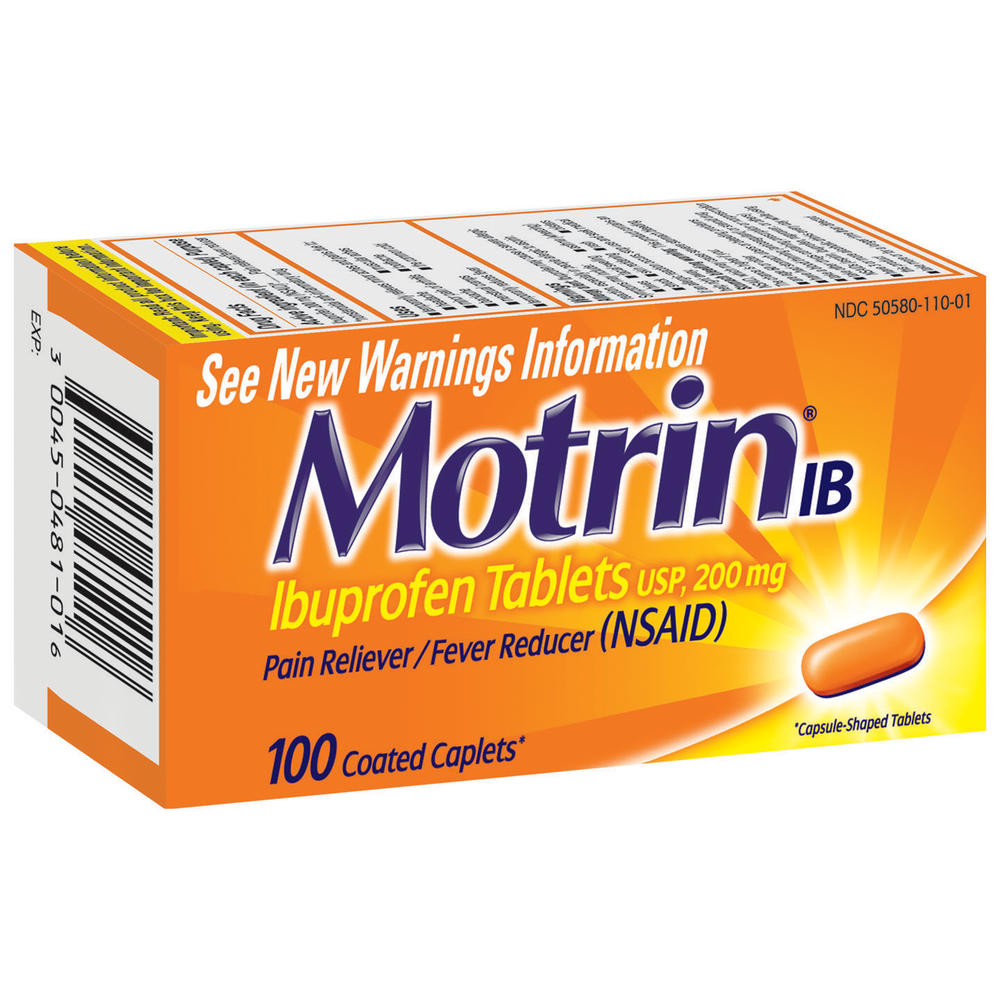 Motrin IB Ibuprofen, 200 mg, Tablets, 100 caplets