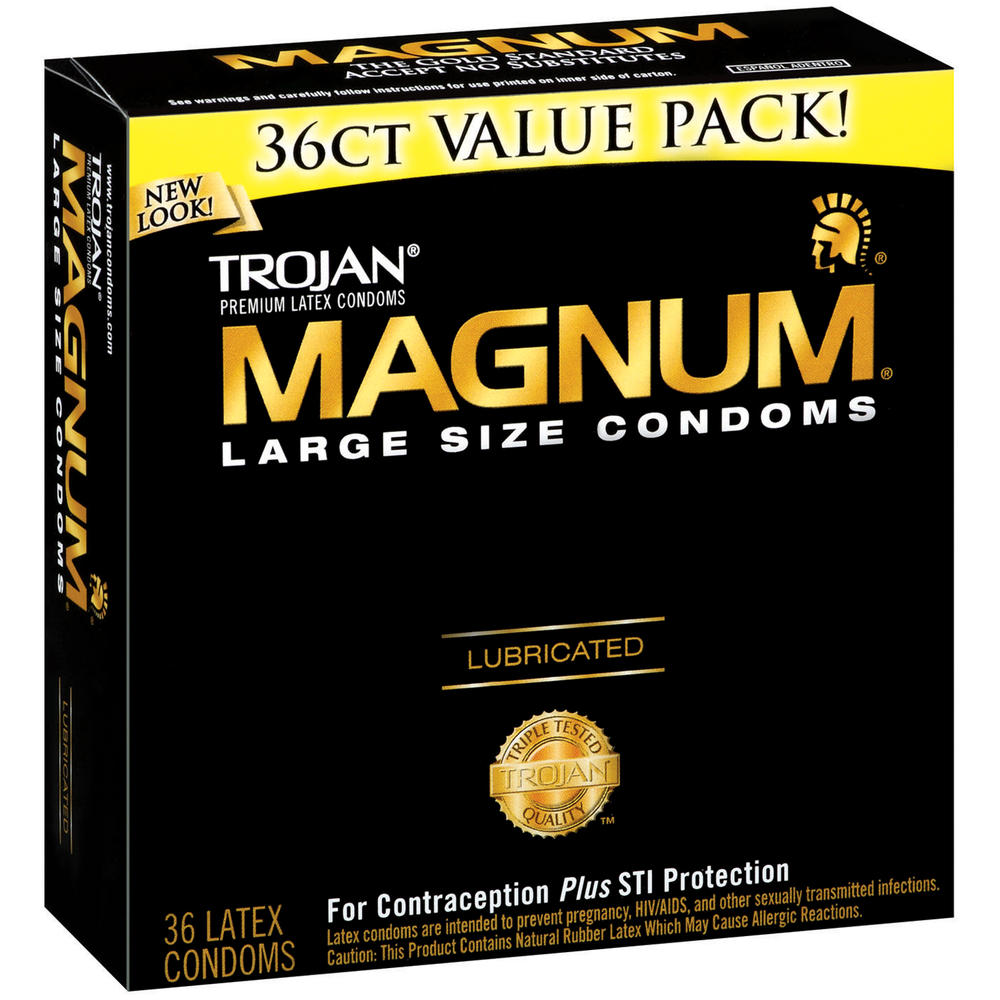 Trojan Magnum Condoms, Latex, Lubricated, Large Size, Value Pack, 36 ...