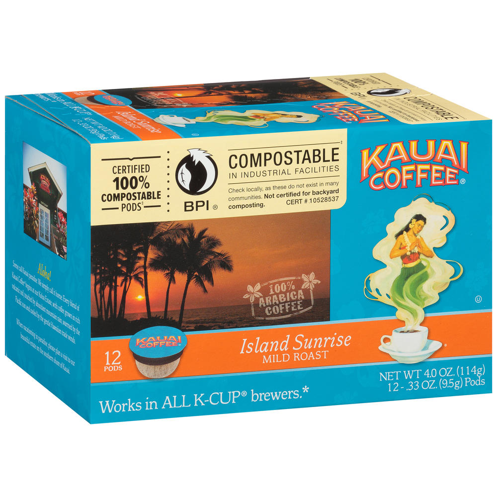 Kauai Coffee ® Island Sunrise Mild Roast 12 ct K Cup Pods, 4 oz. Box