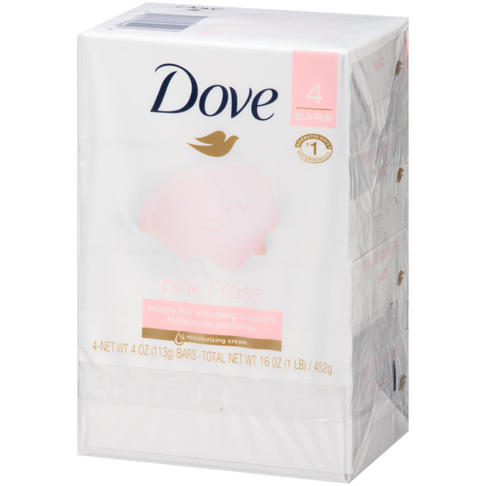 Dove Beauty Bar, Pink/Rosa, 4 - 4.25 oz (120 g) bars [17 oz (480 g)]