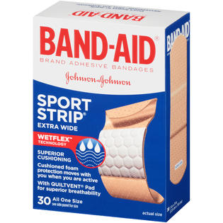 Band-Aid Adhesive Bandages, Sport Strip, Extra Wide, All One Size, 30 ...