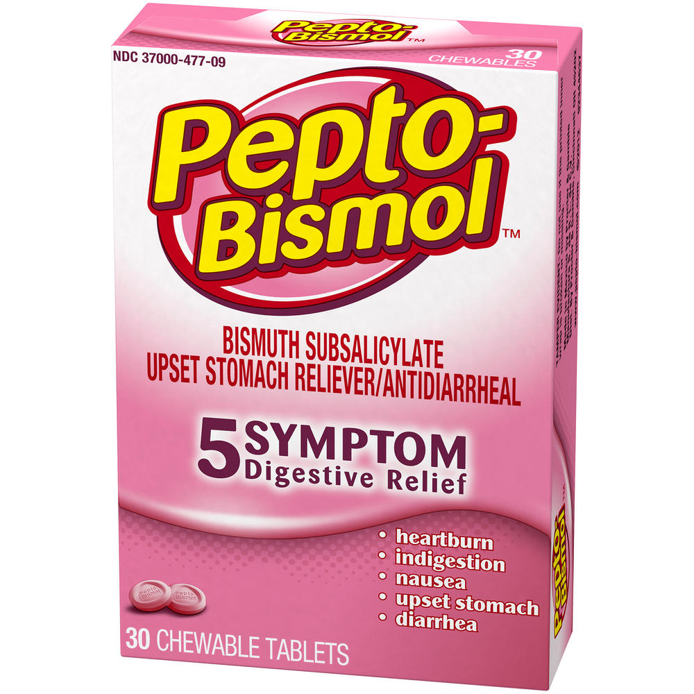 Upset Stomach Reliever/Antidiarrheal, Chewable Tablets, 30 tablets