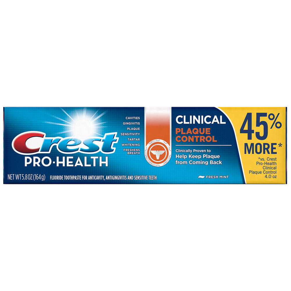 Crest Pro-Health Clinical Toothpaste, Fluoride, Plaque Control, Fresh ...