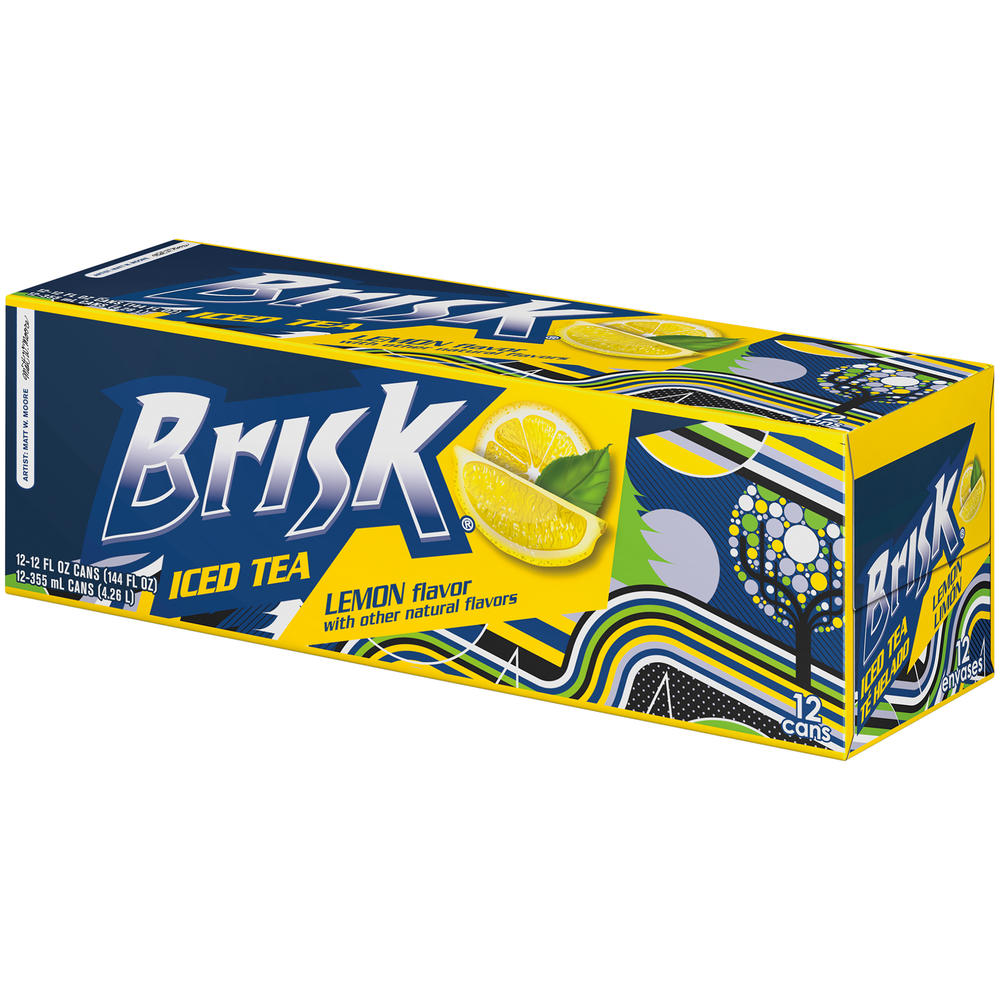 Lipton Brisk Iced Tea, Lemon , 12 - 12 fl oz (355 ml) cans [144 fl oz ...