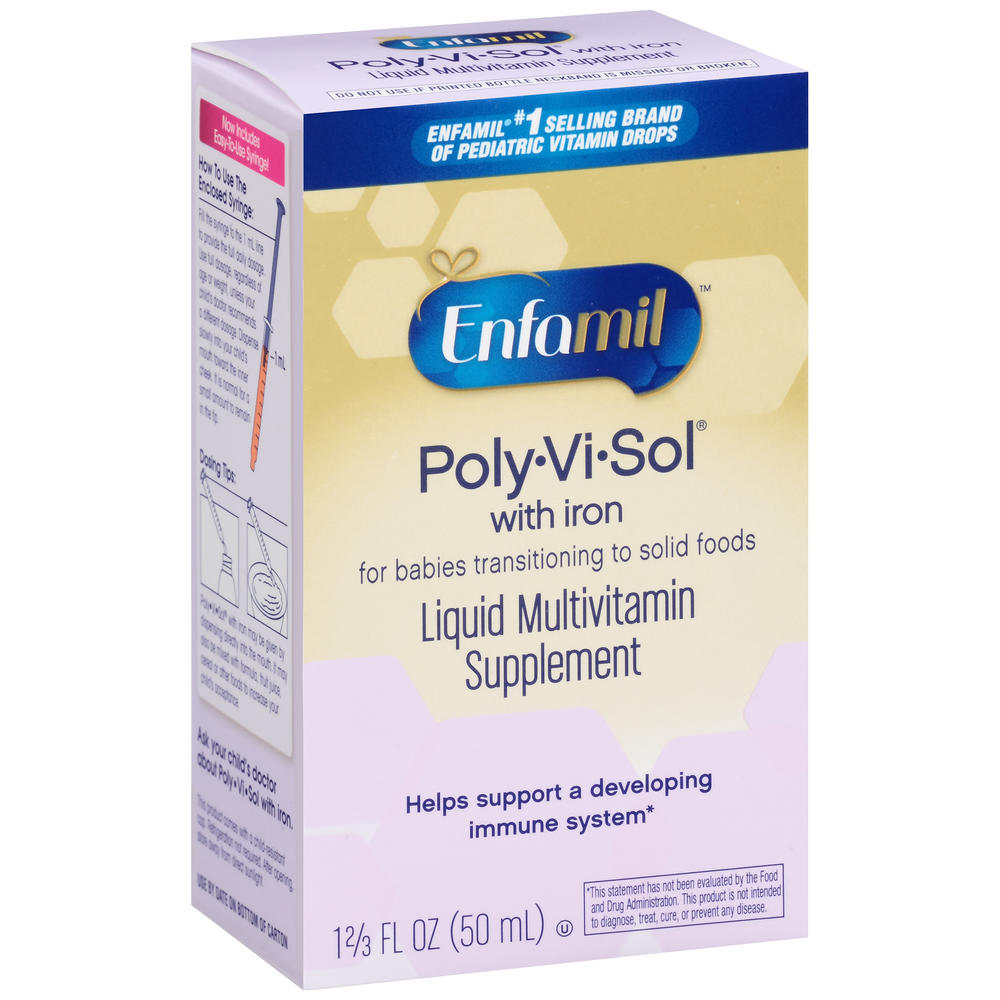 Enfamil Poly-Vi-Sol Multivitamin Supplement Drops, with Iron, 1.6667 fl ...