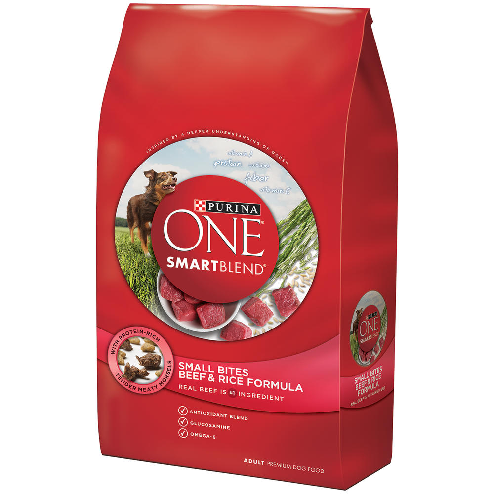 Purina ONE SmartBlend Small Bites Beef & Rice Formula Adult Premium Dry ...