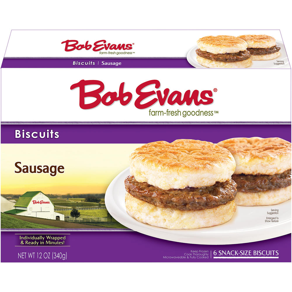 Bob Evans Biscuits, Homestyle, Sausage, Snack Size, 6 biscuits [12 oz ...