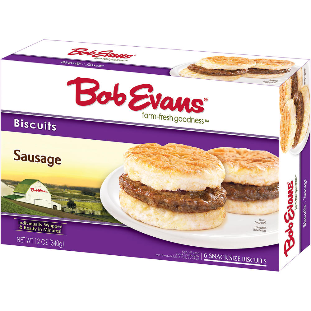 Bob Evans Biscuits, Homestyle, Sausage, Snack Size, 6 biscuits [12 oz ...