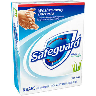 Safeguard Antibacterial Soap, White, with Aloe, Value Pack, 8 - 4 oz ...