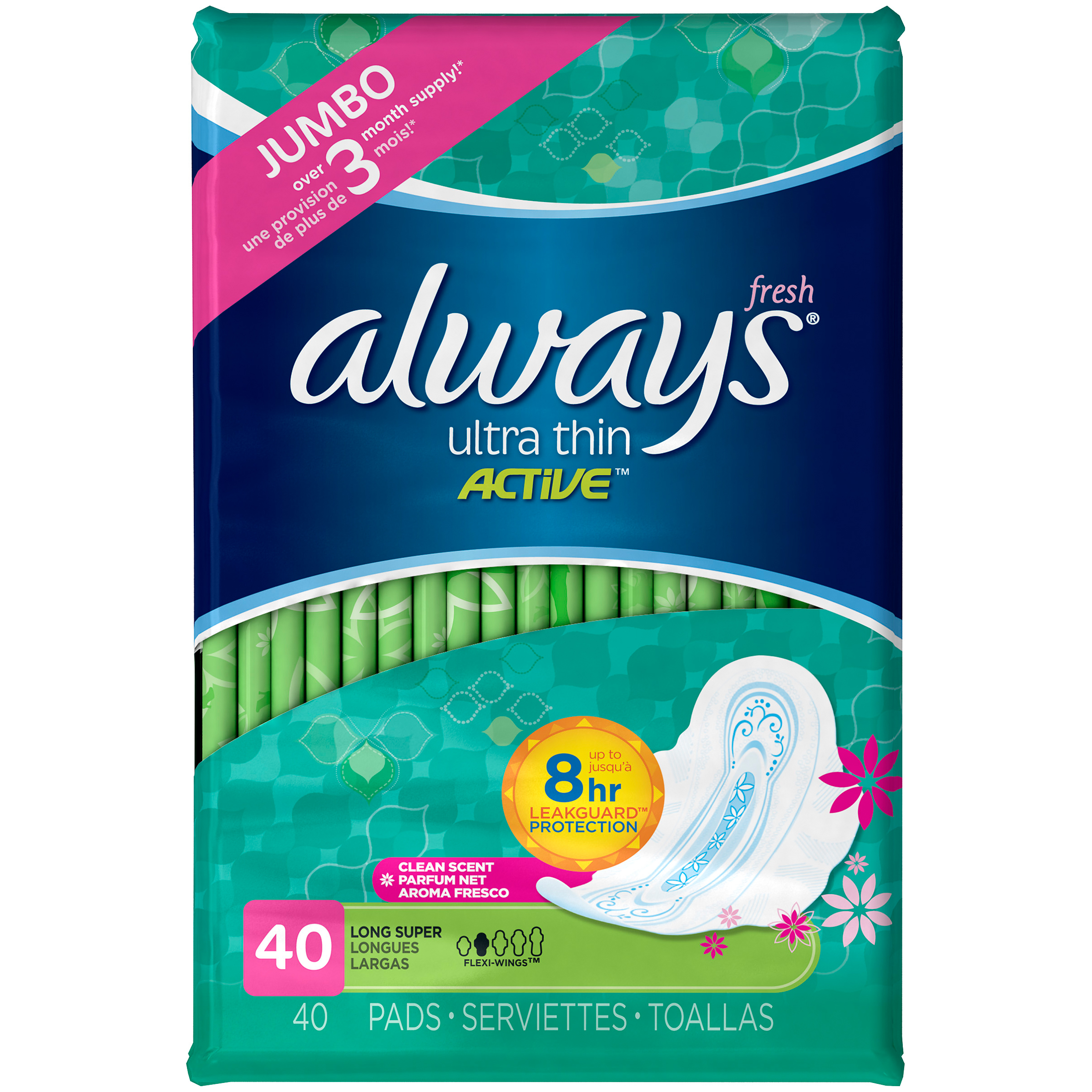 UPC 037000223221 - Always Fresh Ultra Thin Pads, Flexi Wings, Long ...