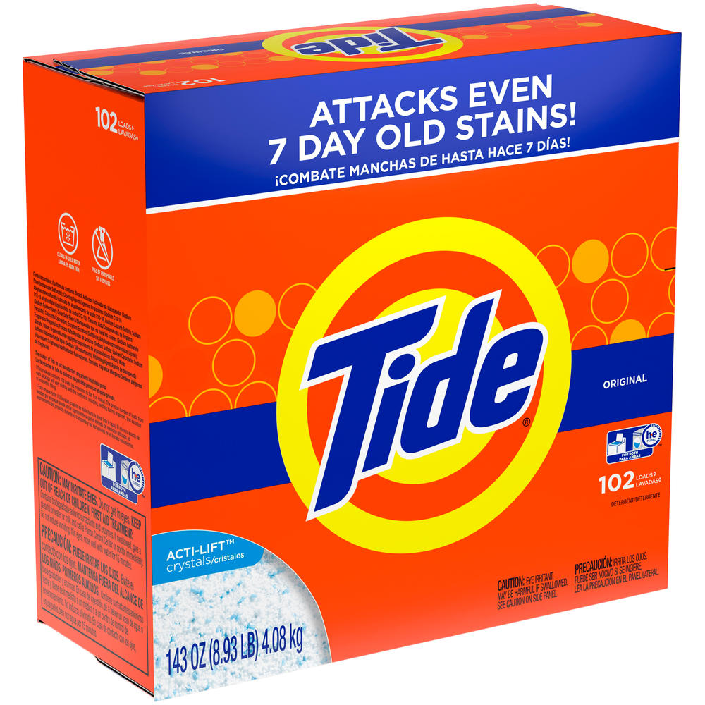 Tide HE Turbo Powder Laundry Detergent, Original Scent, 102 Loads, 143 Oz