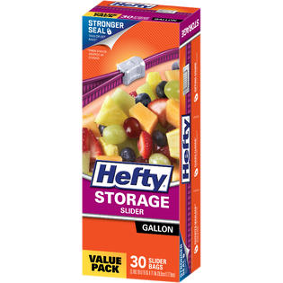 Hefty One Zip Storage Bags, Gallon, 30 bags