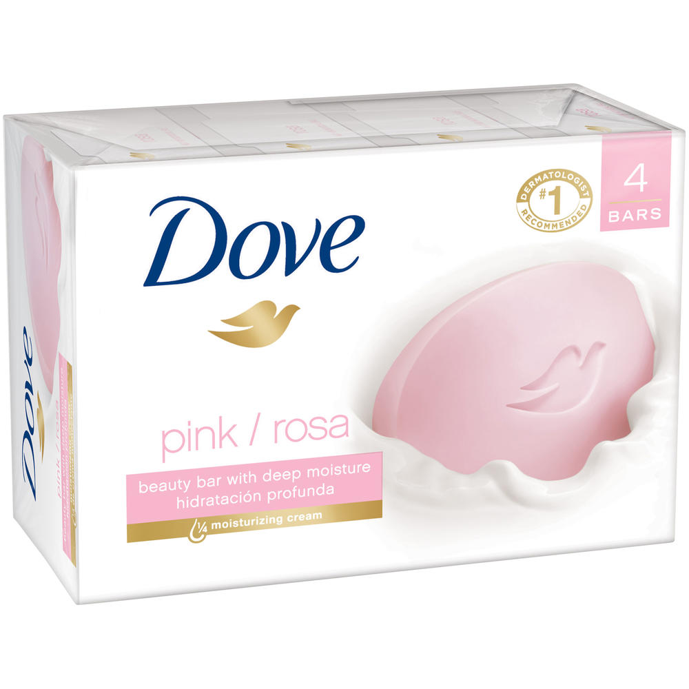 Dove Beauty Bar, Pink/Rosa, 4 - 4.25 oz (120 g) bars [17 oz (480 g)]