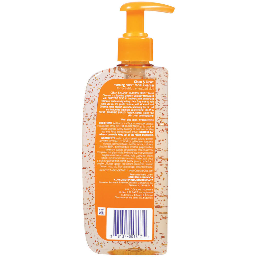 Clean & Clear Morning Burst Facial Cleanser, Oil- Free, with Bursting ...