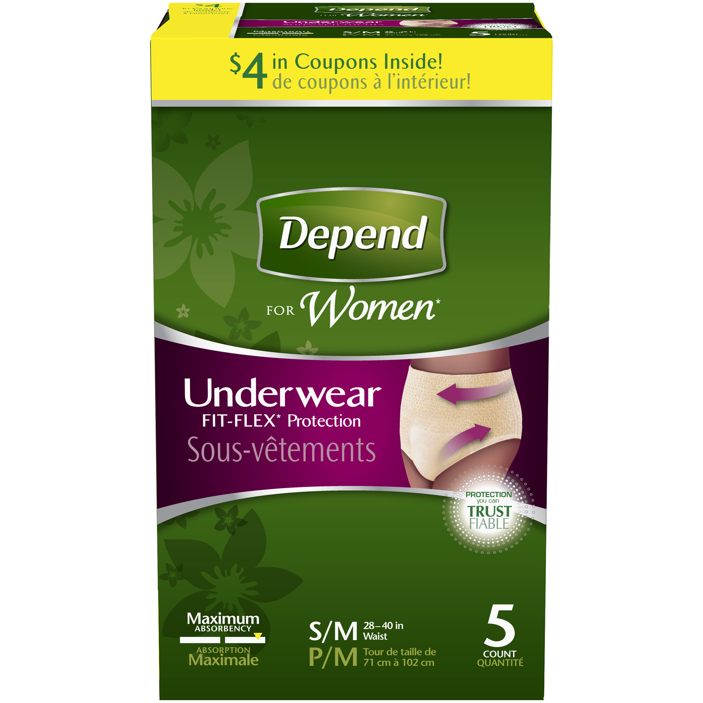 UPC 036000423419 - Depend for Women Maximum Absorbency Underwear, S/M ...
