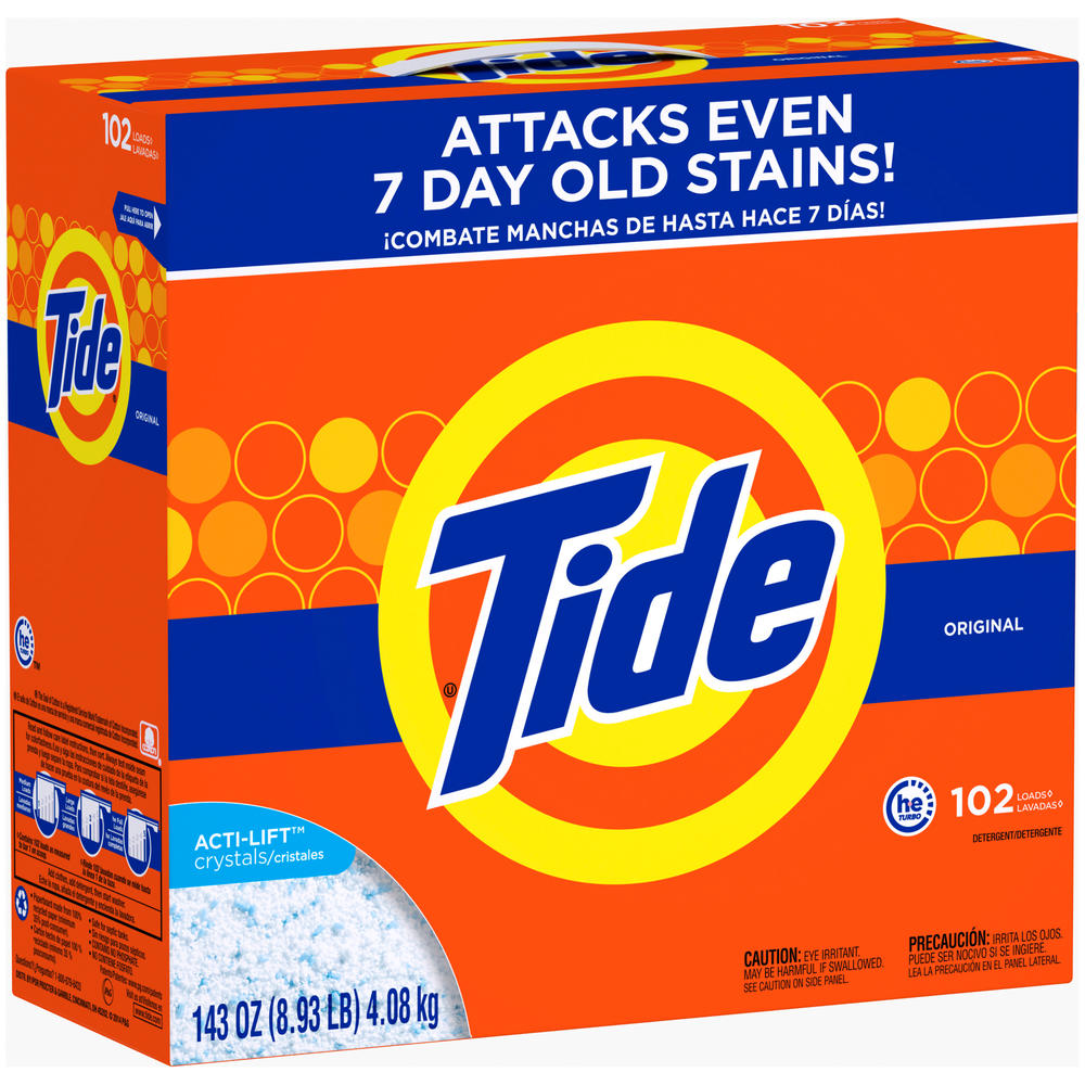 Tide HE Turbo Powder Laundry Detergent, Original Scent, 102 Loads, 143 Oz
