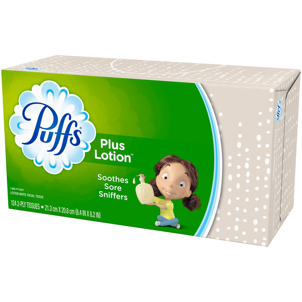Puffs Facial Tissue, Plus Lotion, White, 2-Ply 124 tissues